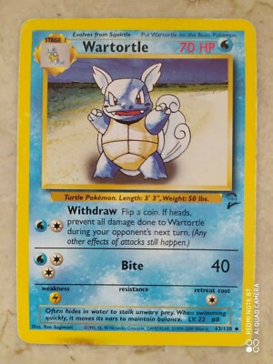 Carabaffe (Wartortle) 63/130 Pokémon - Base Set 2 1999 Anglais - Bon ...