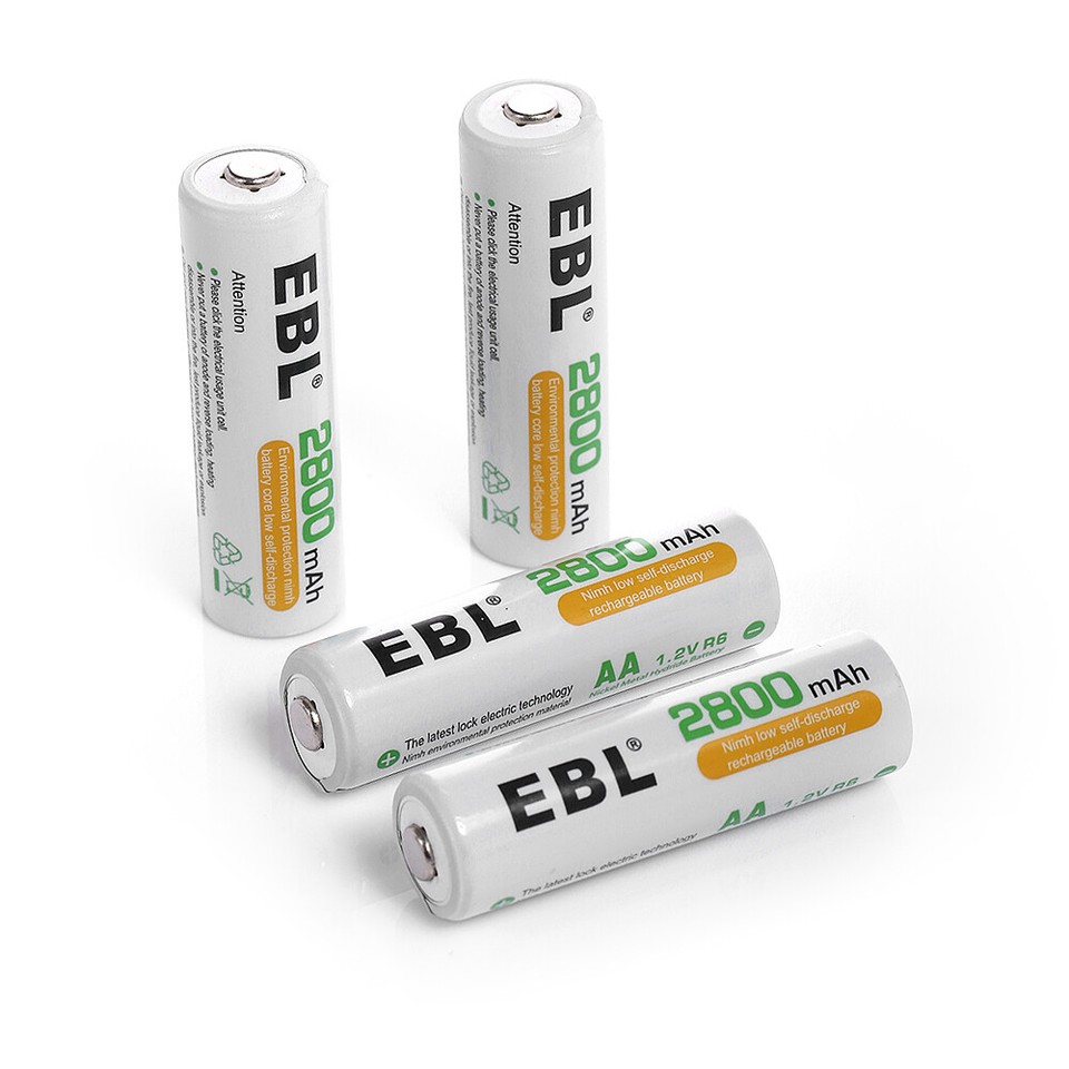 4pcs EBL AA Rechargeable Batteries 2800mAh 1.2V Ni-Mh Double A, 2A ...
