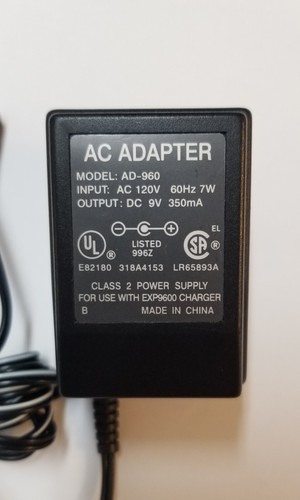 AC ADAPTER Model AD-960. DC 9V 350mA | eBay