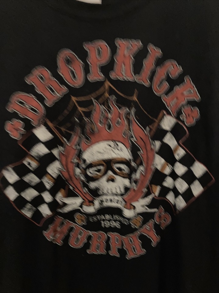 Vtg Dropkick Murphys Band T-Shirt Skeleton Punk Hot Rod Race Spiderweb ...