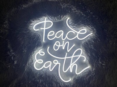 22"x21" Peace On Earth White Flex LED Neon Sign Light Lamp Party Gift ...
