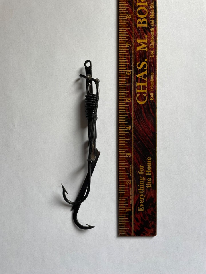 1874 Job Johnson vintage fishing lure Spring Loaded Fish Trap Hook ...