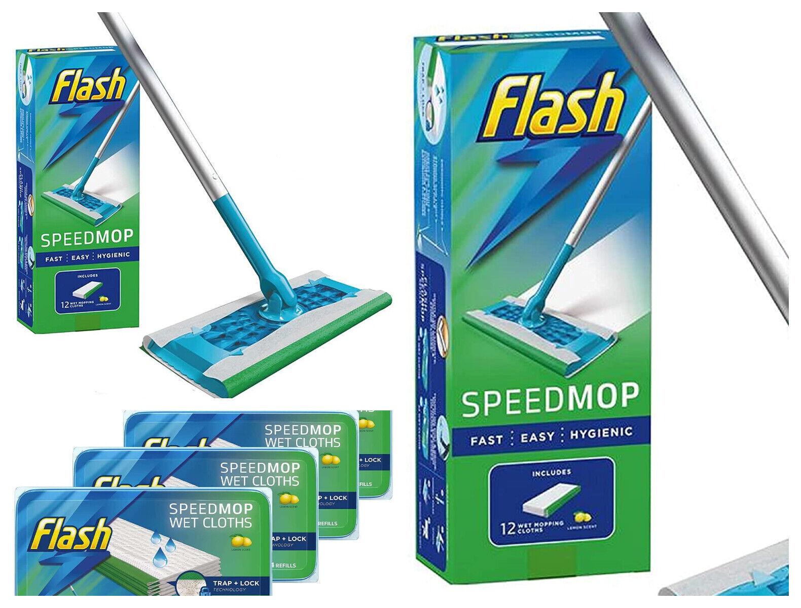 Flash Speed MOP 6,12,24 Free Refill Starter Kit or Refills Wet, Dry ...