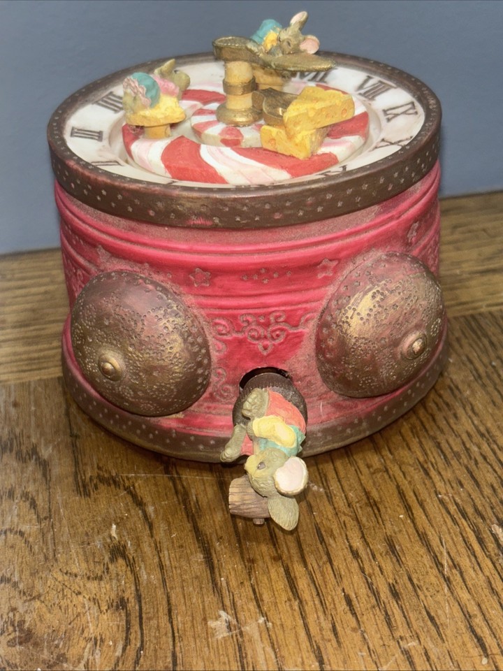 Vintage Clocked Shaped Music Box With 3 Tiny Mice Made in Taiwan | eBay