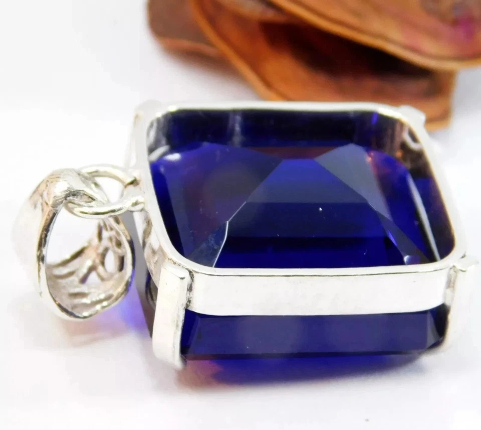 Natural 95.55 Ct Tanzania Blue Tanzanite Pendant Emerald Cut CERTIFIED ...