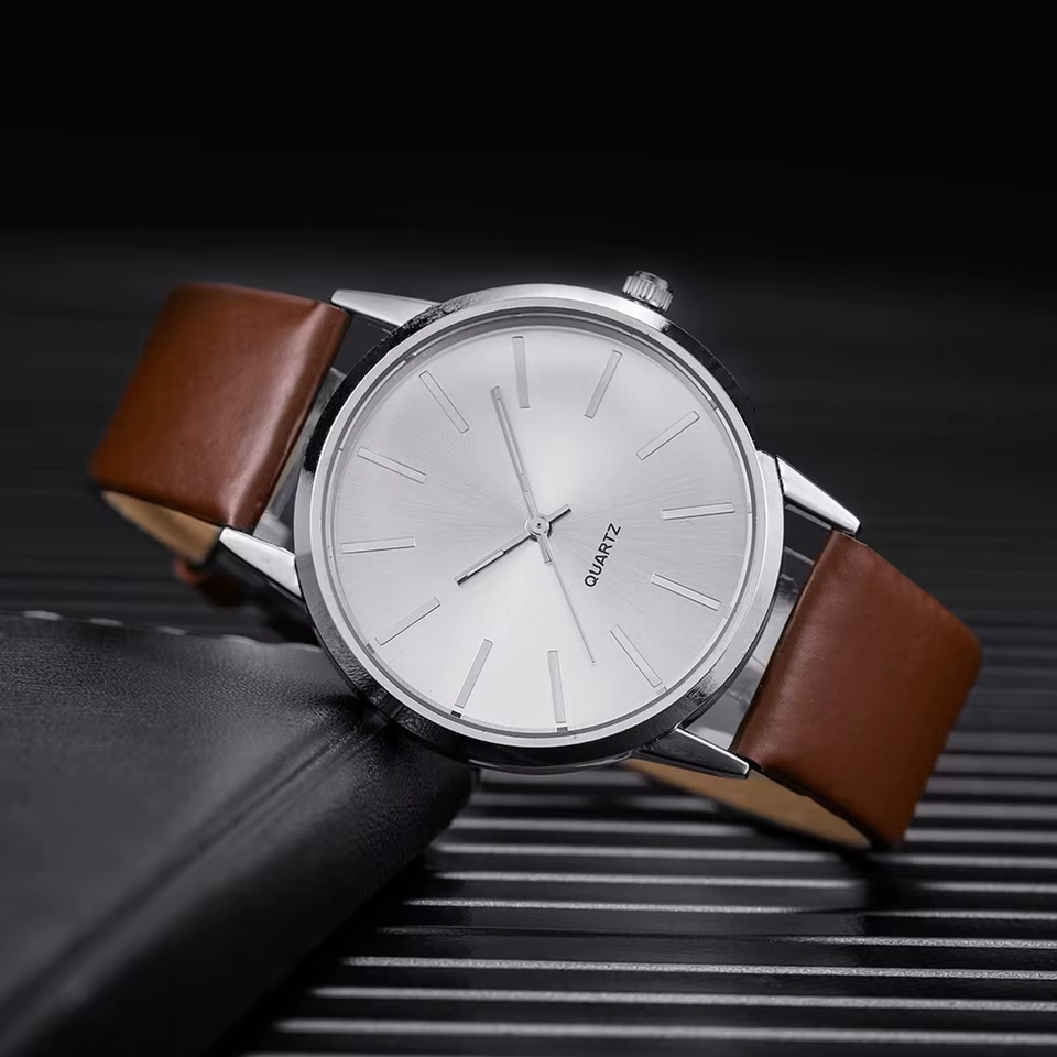 2025 Men Watches Top Brand Luxury Brown Leather Band Quartz Wristwatch ...