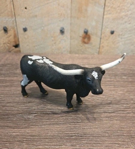 Schleich Texas Longhorn Bull Black & White Resin Figurine 2017 ...