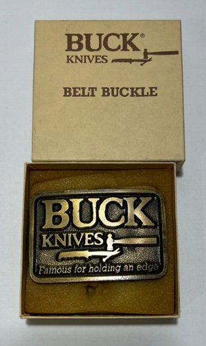 RARE BUCK KNIVES BELT BUCKLE WITH CATALOG BOX - NOS - NICE!! MADE IN ...