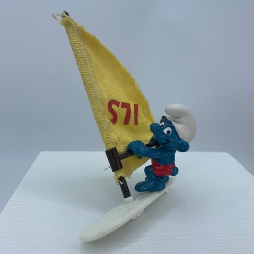 Smurfs 40215 Windsurfer Smurf Surf Board Sail Vintage Figure Toy PVC ...