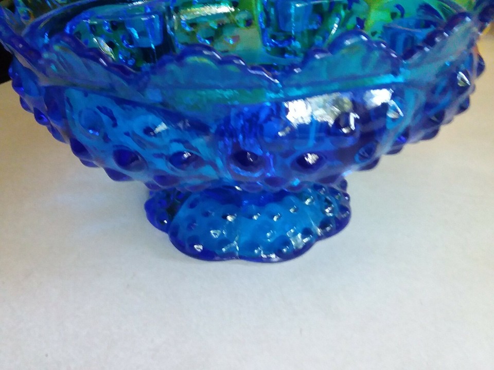 Fenton Glass Hobnail Cobalt Blue Footed candle holder Pat pending | eBay