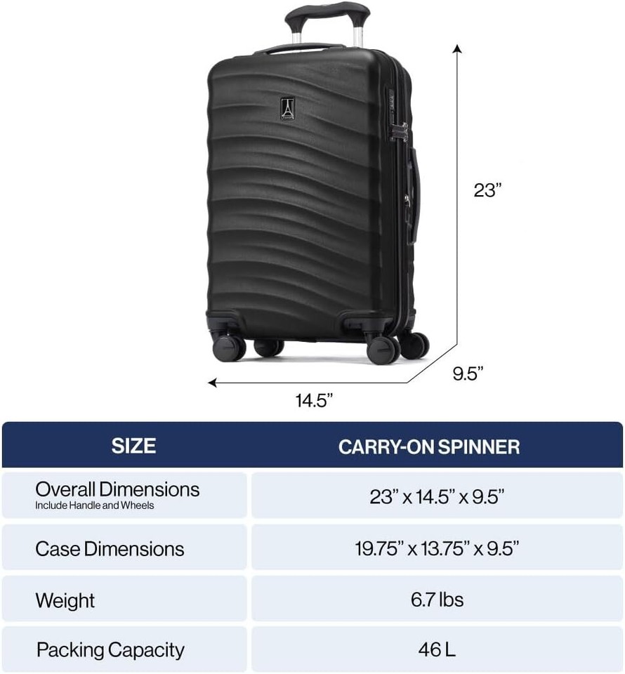 Travelpro Maxlite Air V2 Hardside 21" Carry on Luggage 8 Spinner Wheel ...
