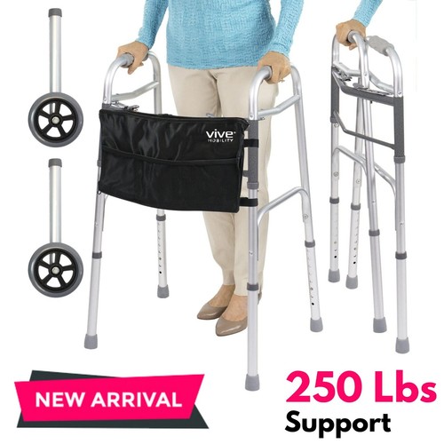 Mobility Folding Walker Roll Rollator Support Handicap Elderly Knee ...