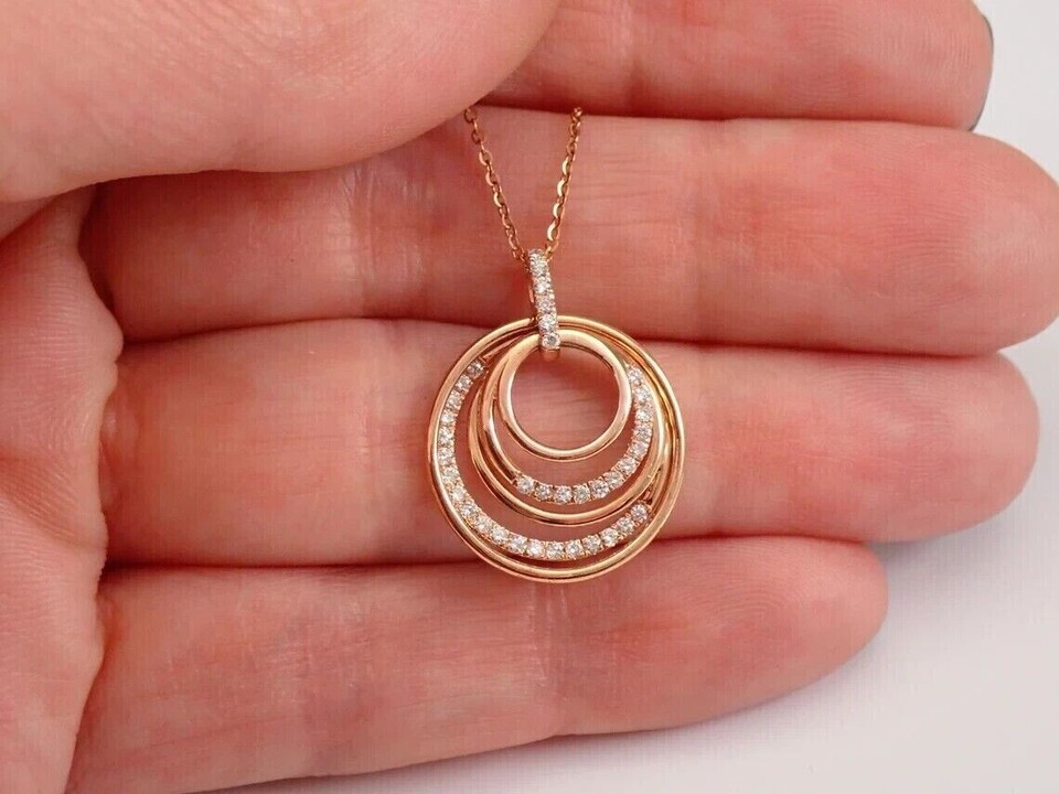 Women's 0.60cts Genuine Moissanite Round Shape Pendant Necklace 925 ...