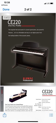 Barely used black kawai digital piano CE220 | eBay