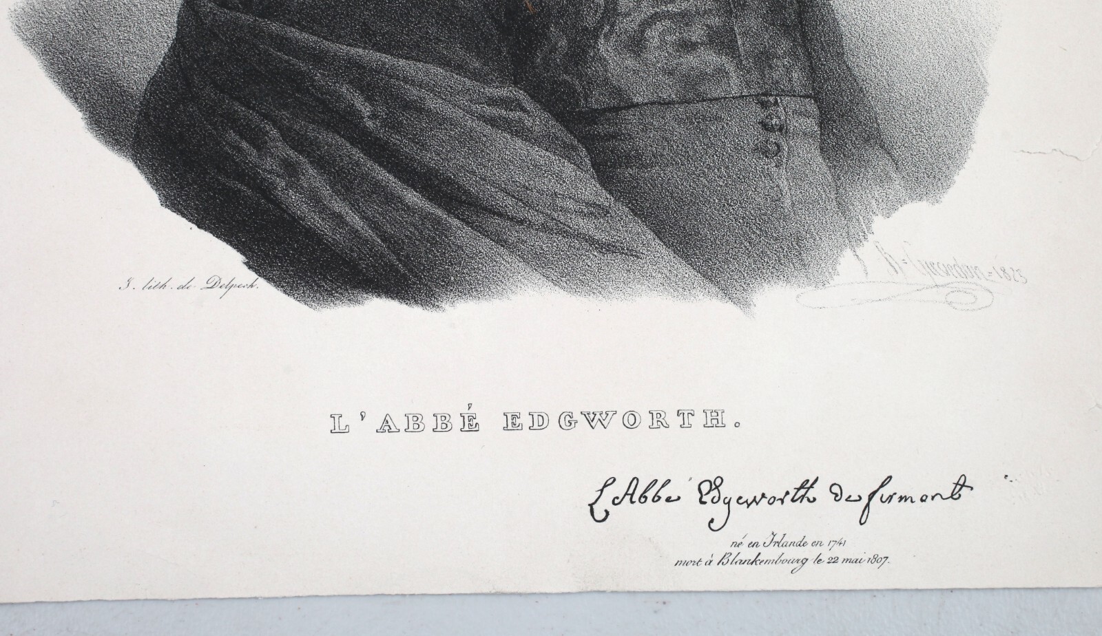 Antique Original French Engraving Litho Henry Essex Edgeworth King ...