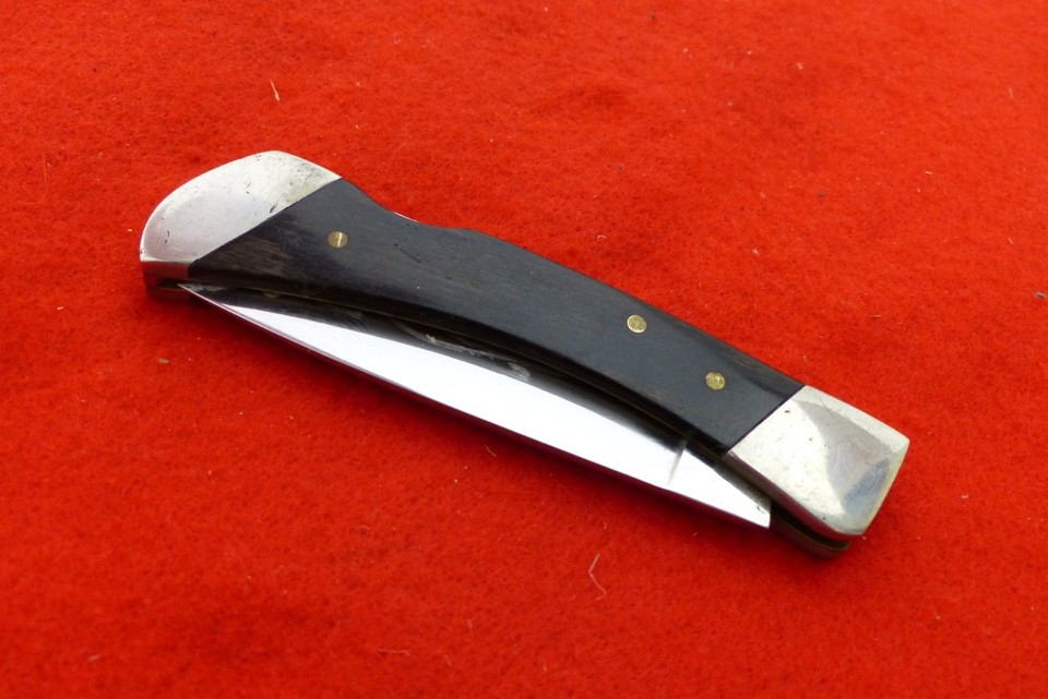 Queen USA 4-1/8" Closed 1992 Duck Hawk 1210 Lockback Buffalo Horn knife ...