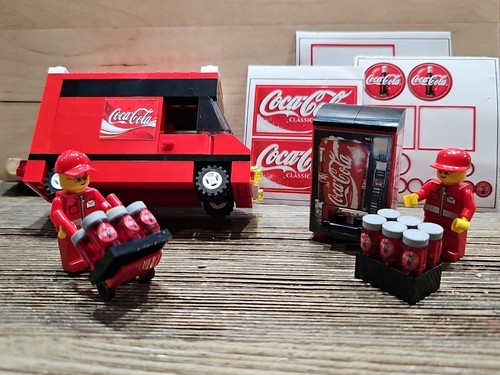 Lego Coca-Cola Delivery Truck Vending Machine 2 Minifigures Stickers ...