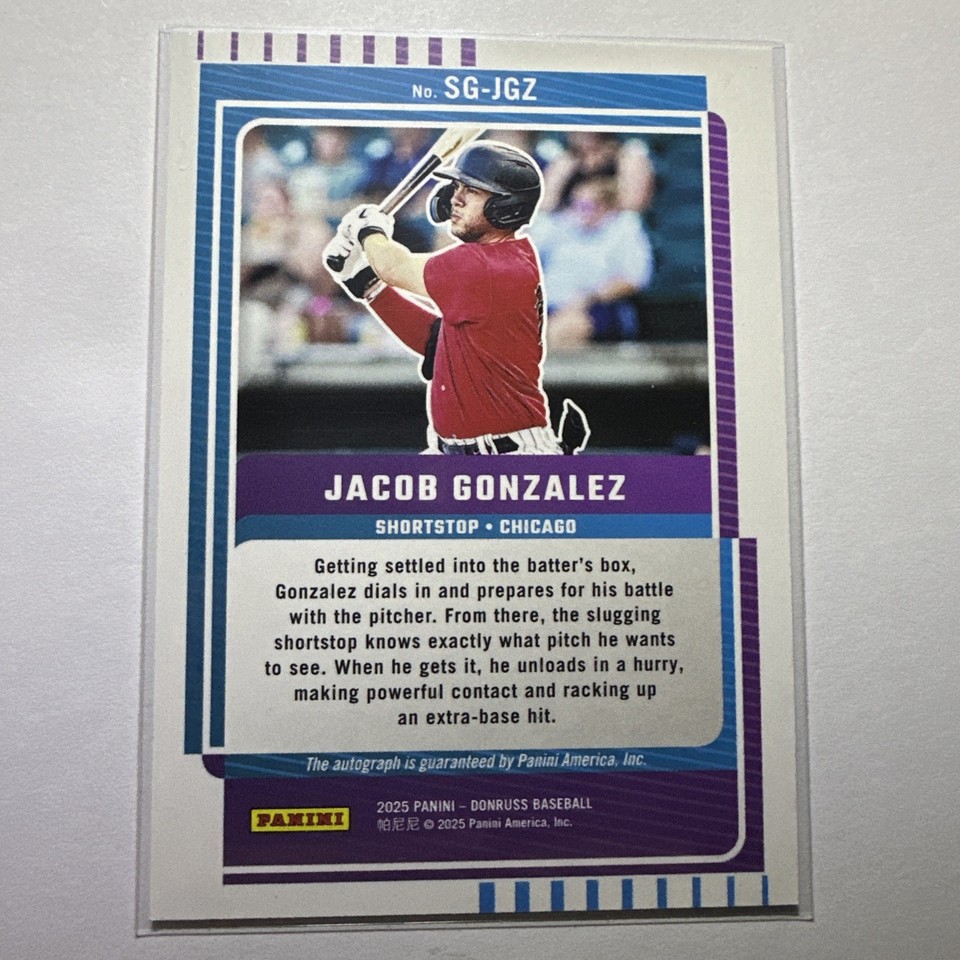 2025 Donruss Jacob Gonzalez AUTO Silver Laser Signature Series #SG-JGZ ...