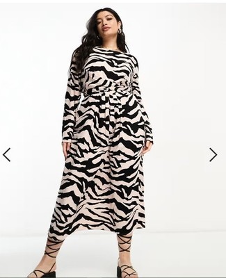 River Island Animal Print Long Sleeve Tie Waist Maxi Midi Dress BNWT UK ...