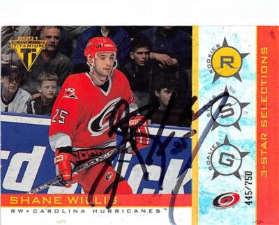 Shane Willis signed Hockey Card (Hurricanes) 2001 Pacific Titanium #21 ...