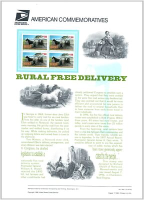 1996 Rural Free Delivery CP498 USPS 495 commemorative panel MNH 3090 ...