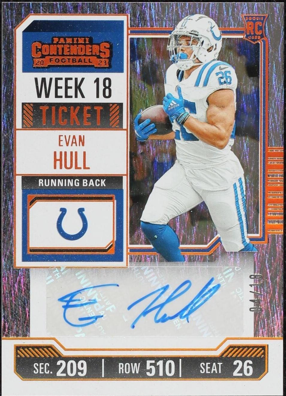 2023 Panini Contenders - Rookie Ticket Evan Hull #235 Week 18 Ticket ...