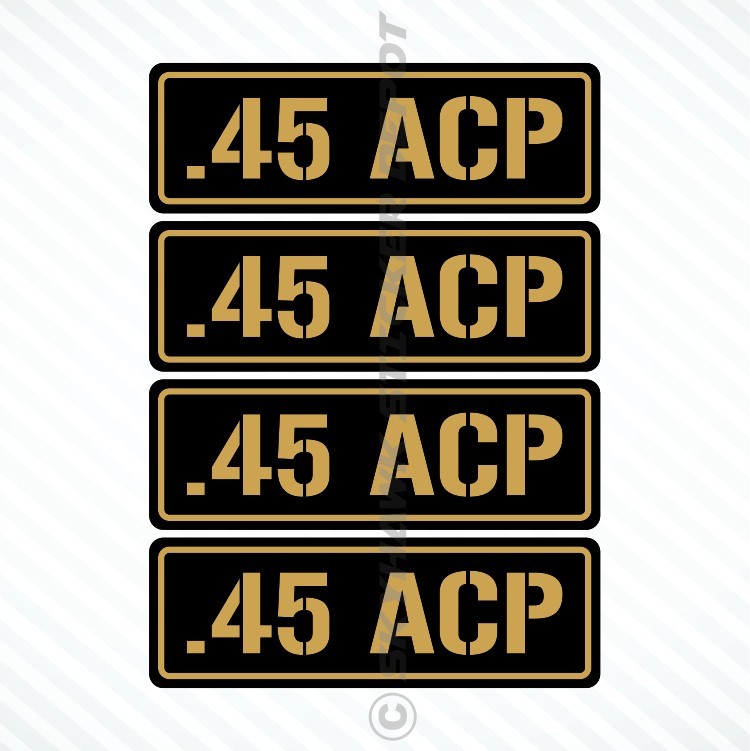 .45 ACP Caliber Ammo Bullet Set Vinyl Decal Bumper Sticker Molon Labe ...