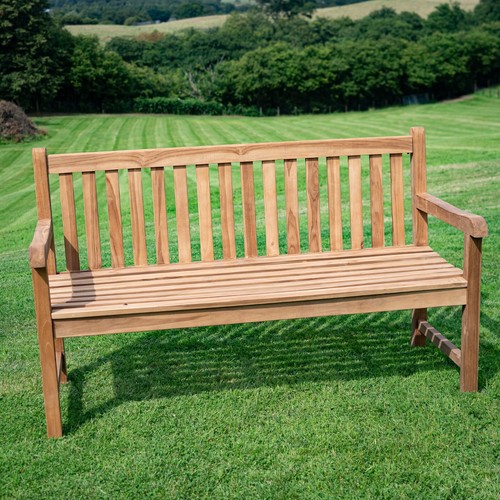 Teak Garden Bench 3 Seater Solid Handmade Indonesian Legal Teak 150cm JAVA Seat | eBay