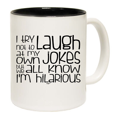 Try Not To Laugh At My Own Jokes GIFT BOXED Funny Mugs Coffee Mug Cup ...