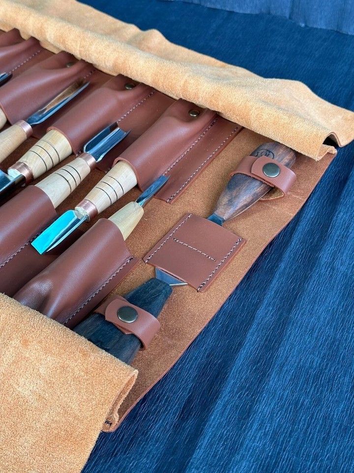 Set of 12 gouges, Straight and bent gouges in case, Wood carving Steel ...