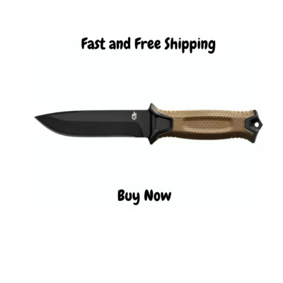 Gerber StrongArm Fixed Blade Knife Plain Edge - Coyote Brown with Free ...