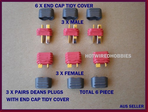 DEANS PLUGS BATTERY CONNECTOR WITH END CAPS XT60 EC3 IMAX B6AC ACCUCEL ...