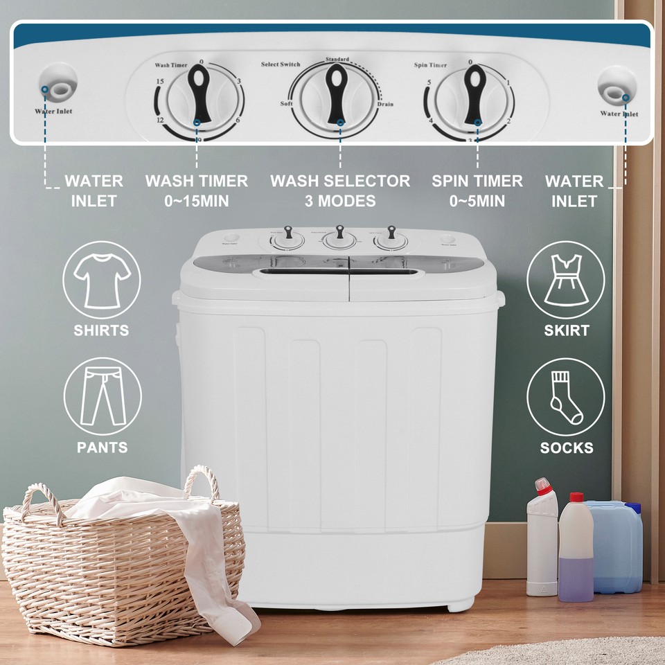 Compact Twin Tub Washing Machine Fast Dryer & Efficient Spin Washer ...