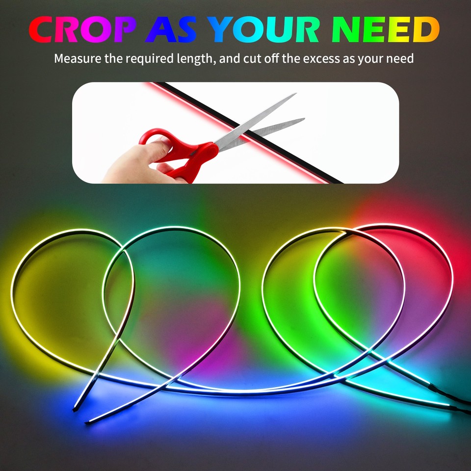 2PCS Car LED RGB Atmosphere Interior Acrylic Strip Guide Fiber Light ...