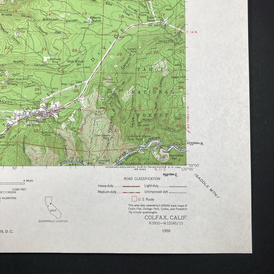 Colfax CA Quadrangle 1950 Topo Map California Vintage USGS | eBay