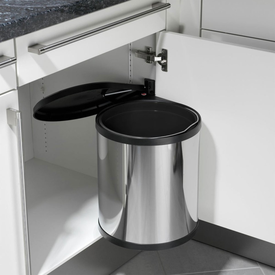 Hailo Compact-Box M Trash Can, 4 Gal, Lid-Lift, Kitchen Bin, Steel ...