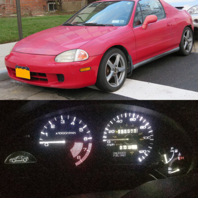 White Gauge Cluster + Climate Control led kit fit Honda Civic del sol ...