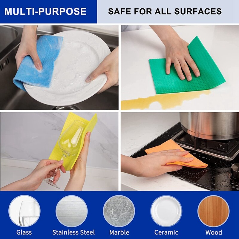 Cellulose Sponge Cloth for Kitchen, Absorbent Cleaning Cloth, Multi ...