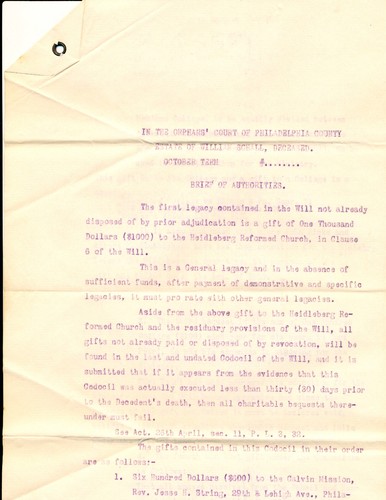 EARLY 1900s - ORPHANS' COURT - ESTATE OF WILLIAM SCHALL - PHILADELPHIA ...