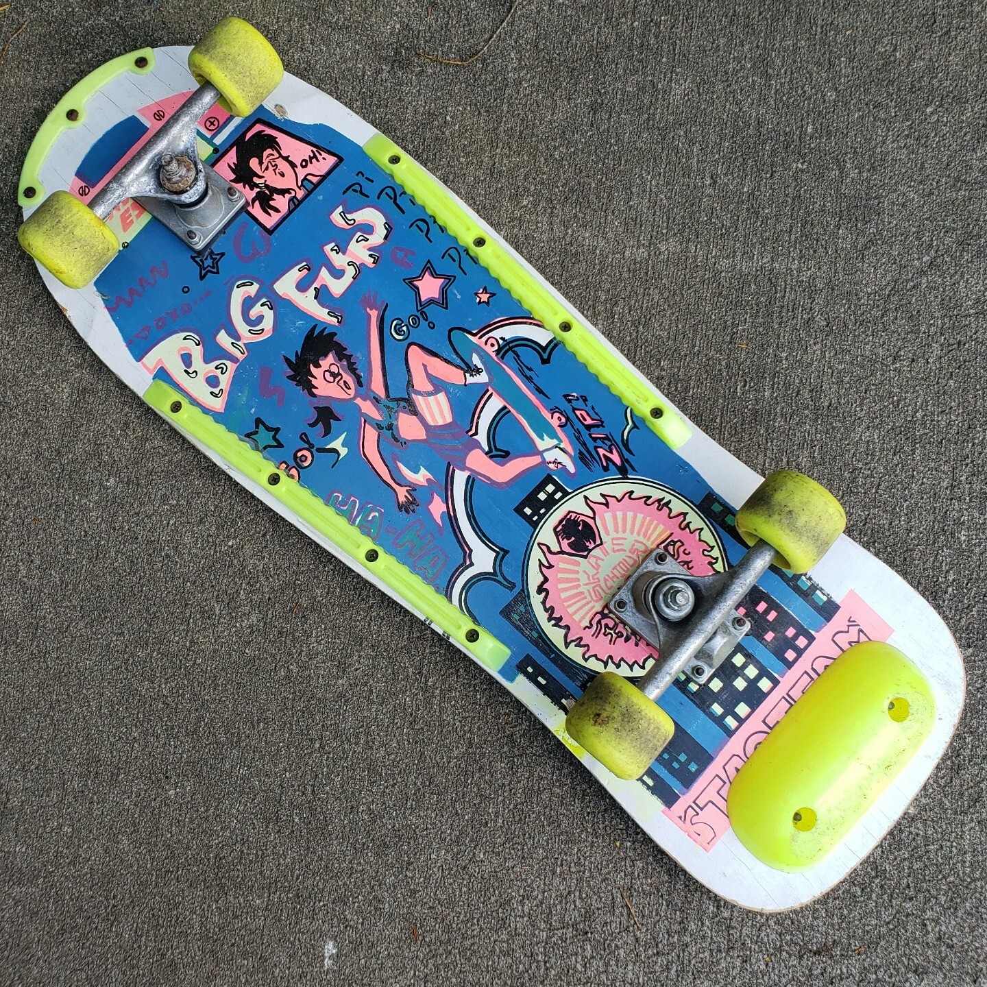 Vintage 1980s Big Fun Skateboard Blacklight Graphic Neon Rails & Nose ...