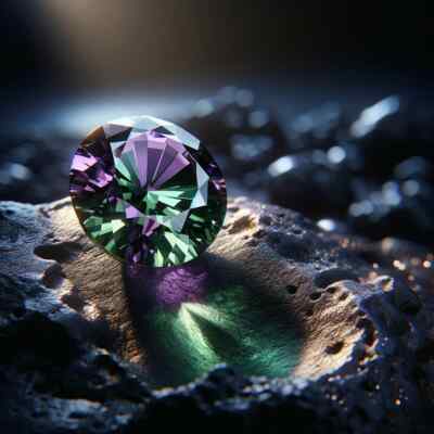 Simulated Lab (Cubic Zirconia) Brilliant Cut Alexandrite Purple with ...