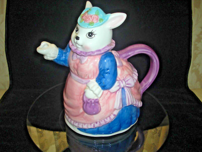 Bunny Rabbit Teapot with Pink & Blue Dress - MAKE OFFER! | eBay