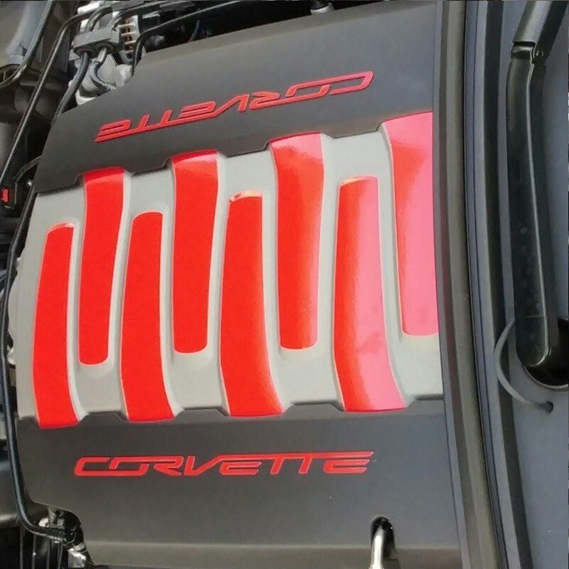 RED C7 Engine Cover Decal Set For 2014-2019 Chevy Corvette Stingray 10 ...