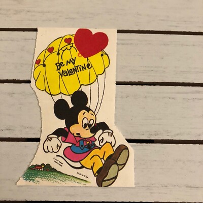 Vintage Greeting Card Valentine Disney Mickey Mouse Parachute | eBay