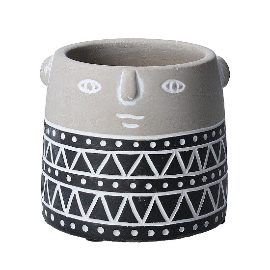 Grey and Black Concrete Small Flower Pot With Face Imprint by Gisela ...