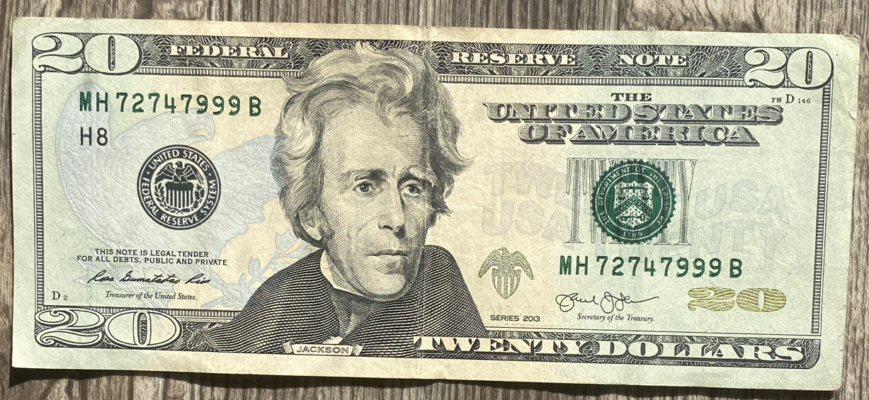 $20 Dollar Bill Ink Error 999 Misprint Extra Ink Bled Through Heavy ...