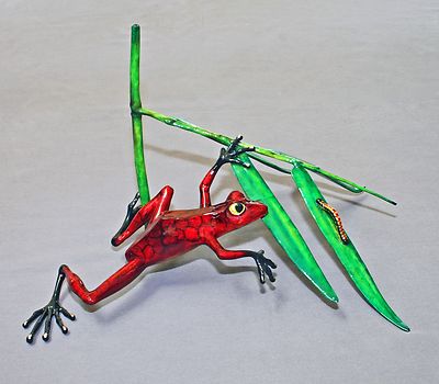 Bronze Frog Figurine Statue Color Of Live Frog "Ambush" Amphibian Art ...