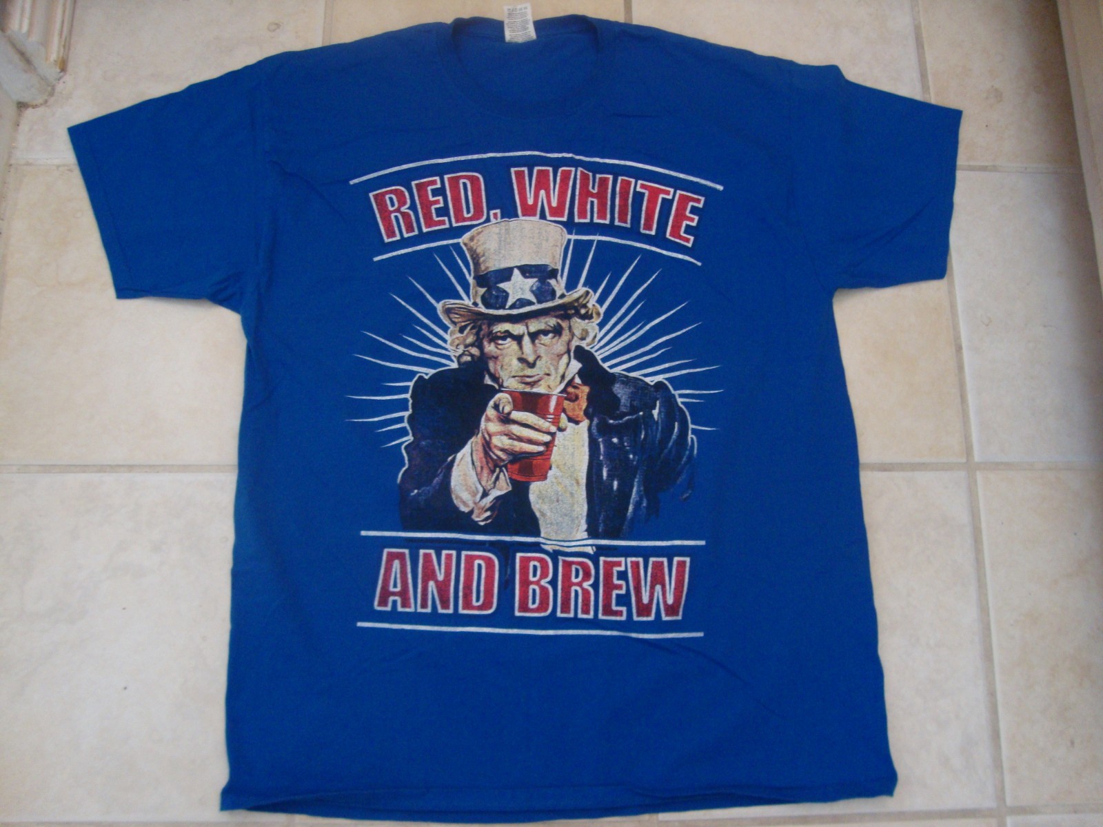 Uncle Sam spoof red white & brew blue t-shirt size XL | eBay