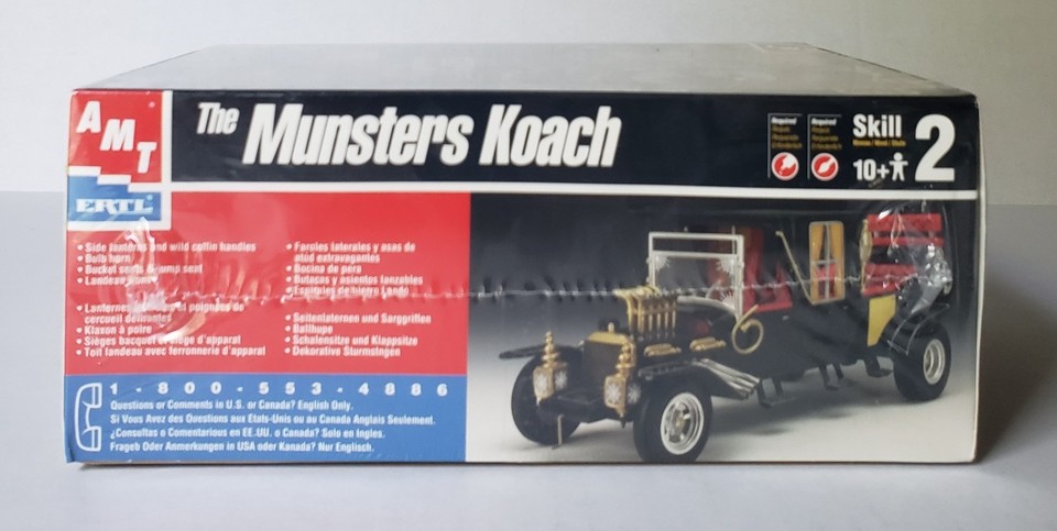 🔥 FACTORY SEALED '64 '99 MUNSTERS KOACH MODEL KIT TV Monster Show Car ...