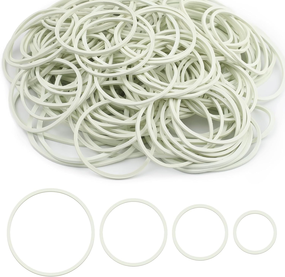 350Pcs White Rubber Bands, 25Mm/32Mm/38Mm/50Mm Stretchable Rubber ...